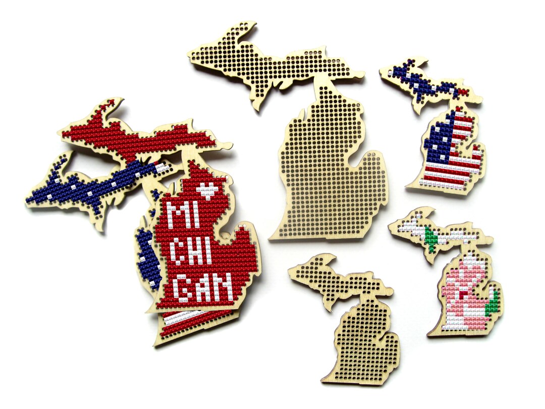 Michigan Wooden Cross Stitch Blank. United States Cross Stitch ...