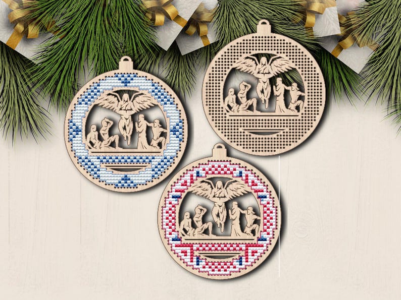 Religious Christian Cross Stitch Pattern. Christmas Snowflake Bauble ...