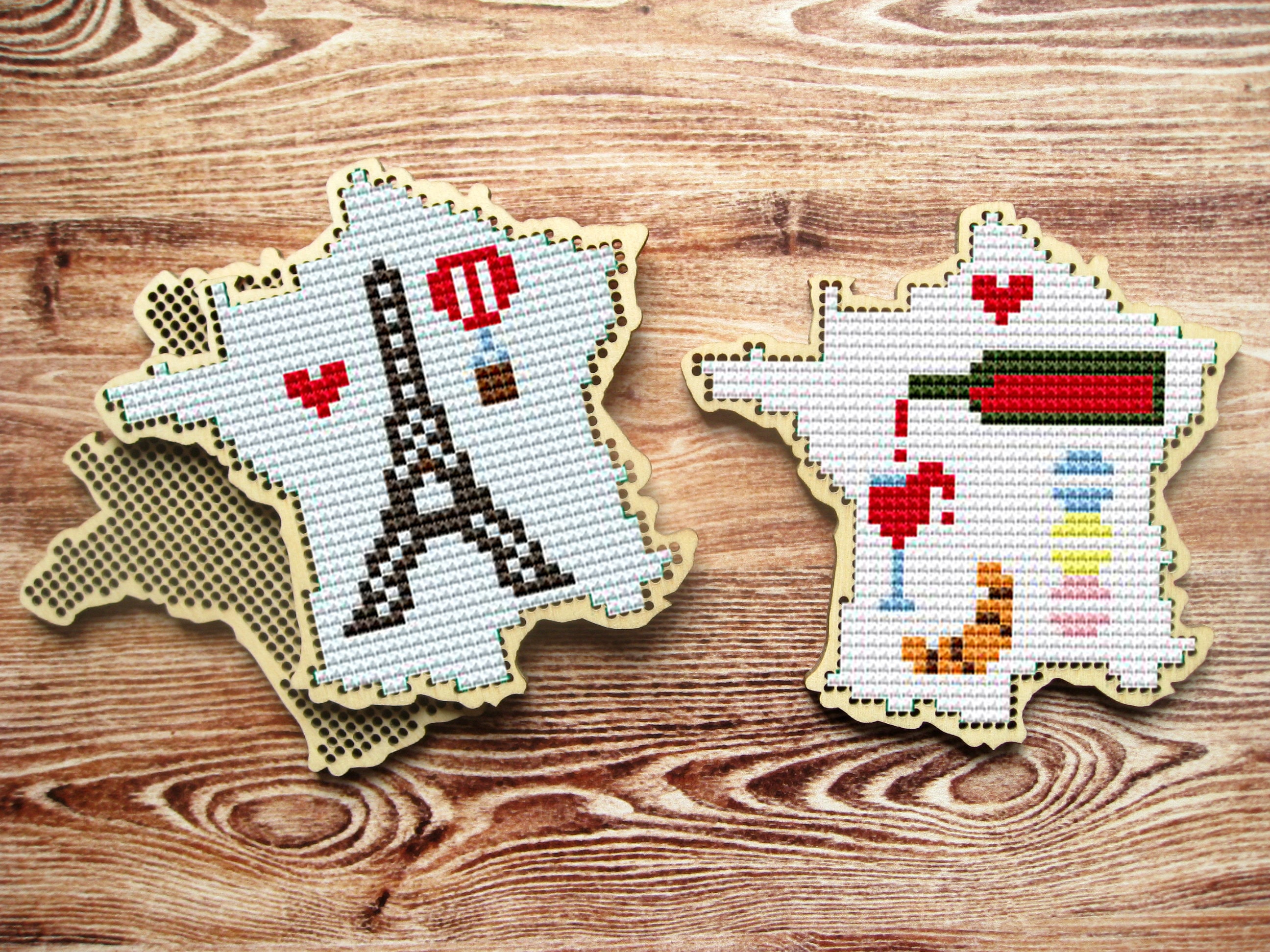 France Wooden Cross Stitch Blank. Perforated Stitchable Map. Country ...