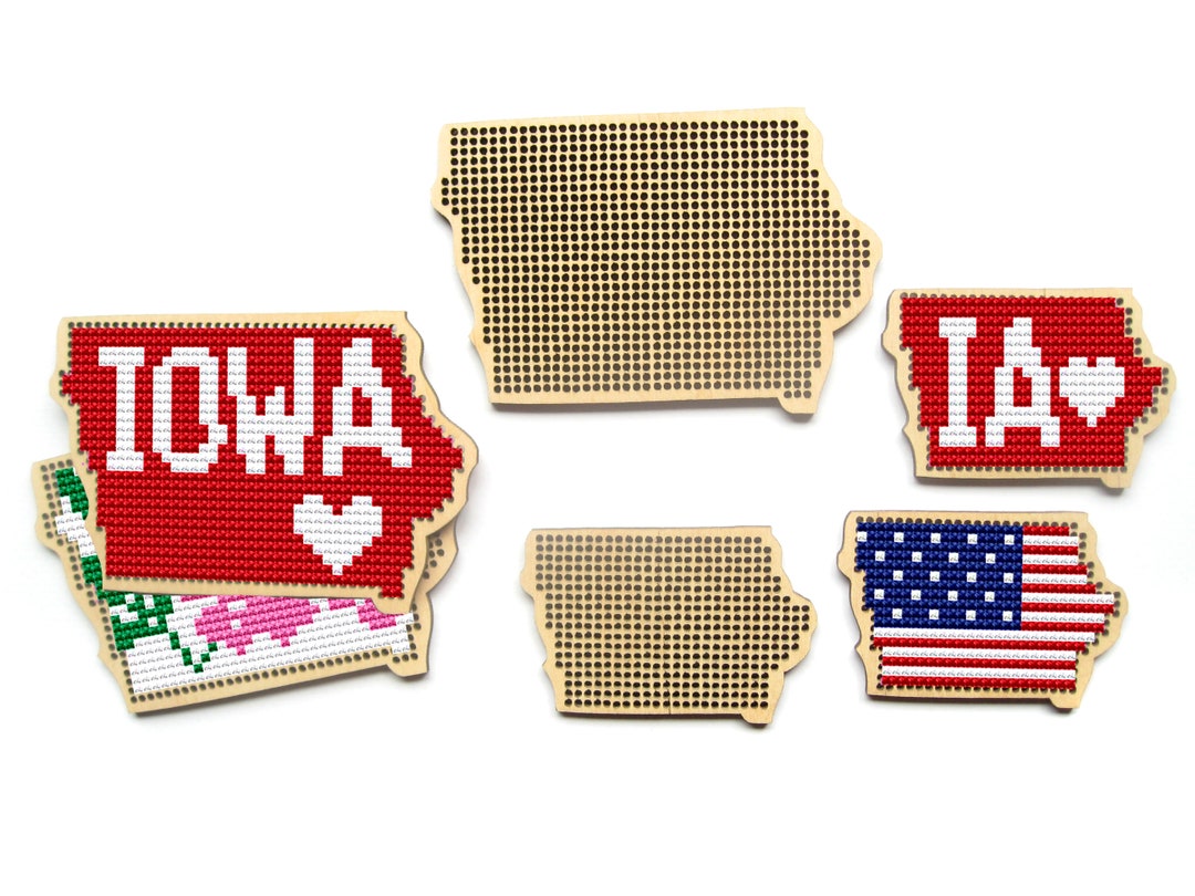 Iowa Wooden Cross Stitch Blank. United States Cross Stitch Blank ...