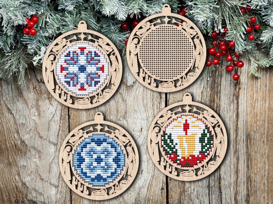 Religious Christian Cross Stitch Pattern. Christmas Snowflake Bauble ...