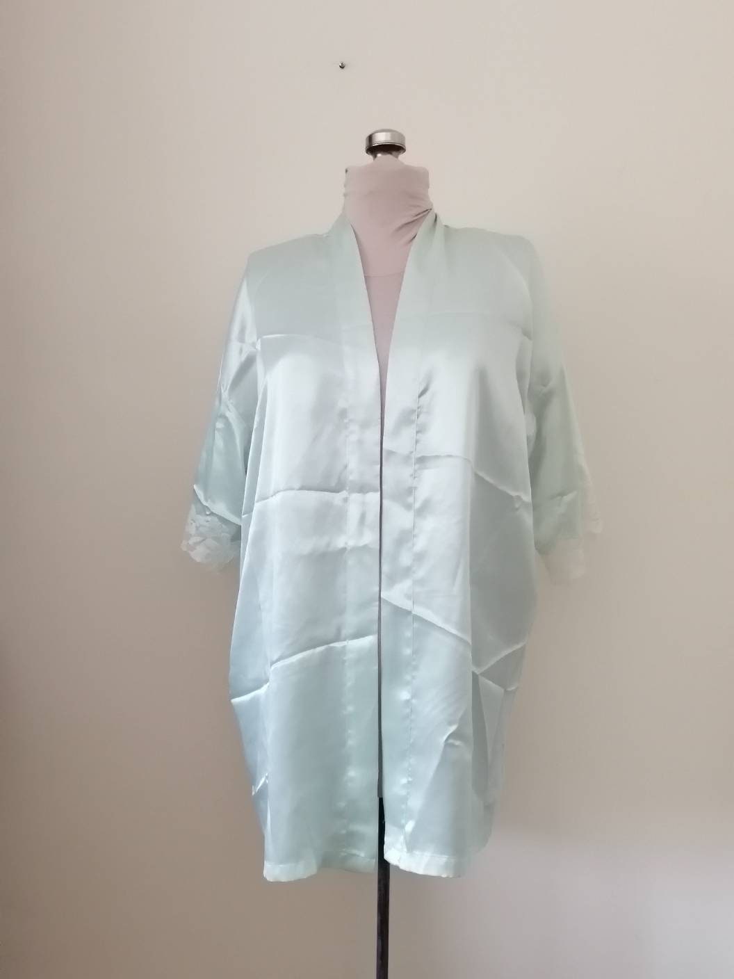 Vintage Lime Green Satiny Kimono House Robe Silky Bathrobe | Etsy