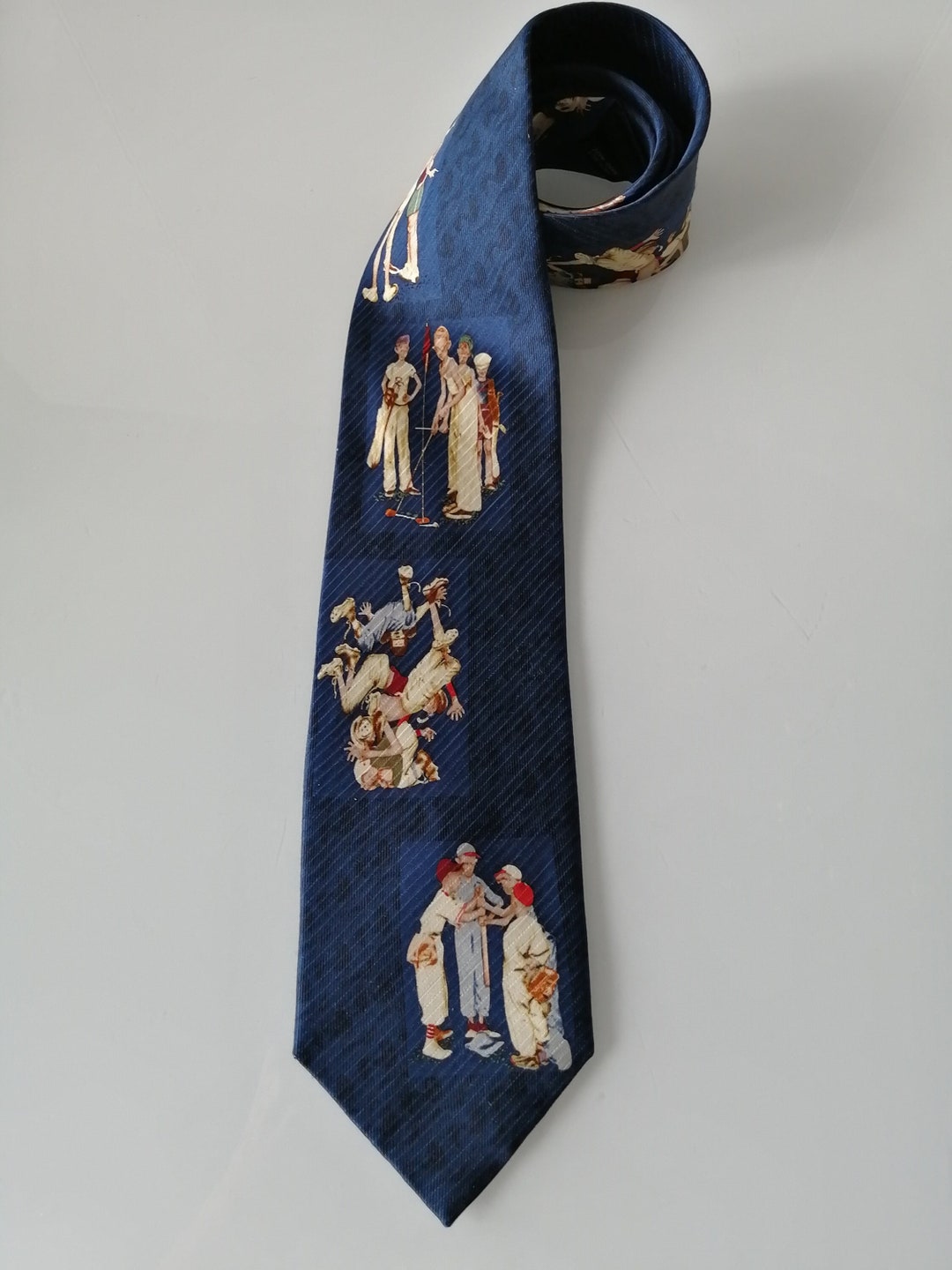 Vintage Silk Baseball Necktie, the Saturday Evening Post, Navy Blue ...