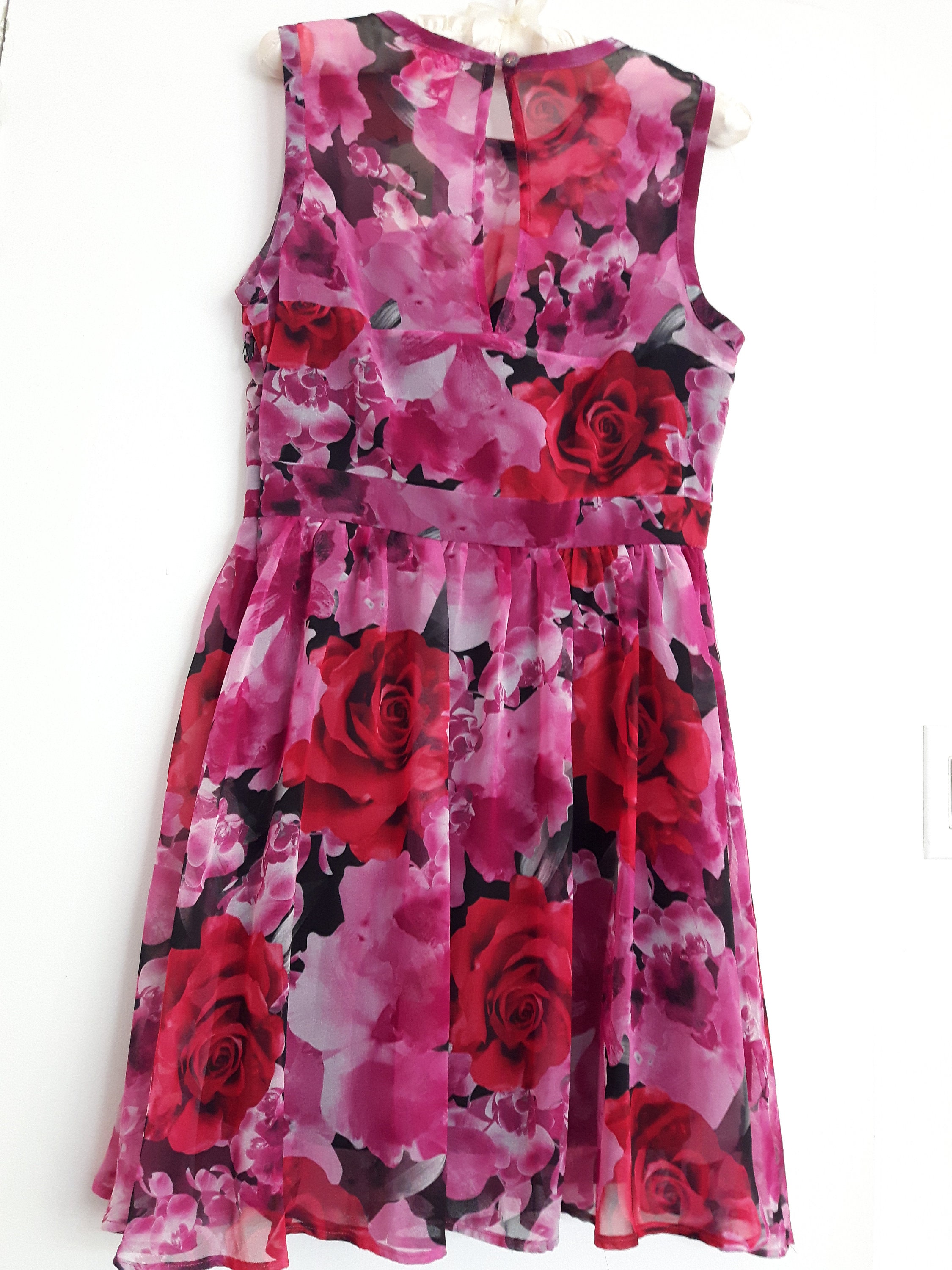 Vestido floral rojo y rosa vestido de verano de rosas rojas - Etsy España