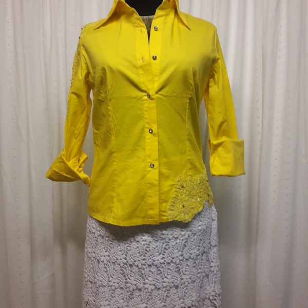 Rhinestone Button up Shirt - Etsy