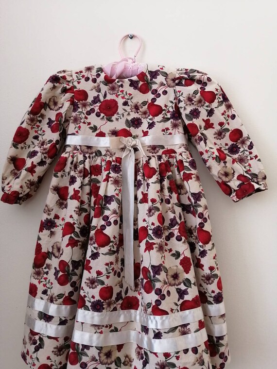 Vintage Spring Summer Floral and Fruits Girls Dress, … - Gem