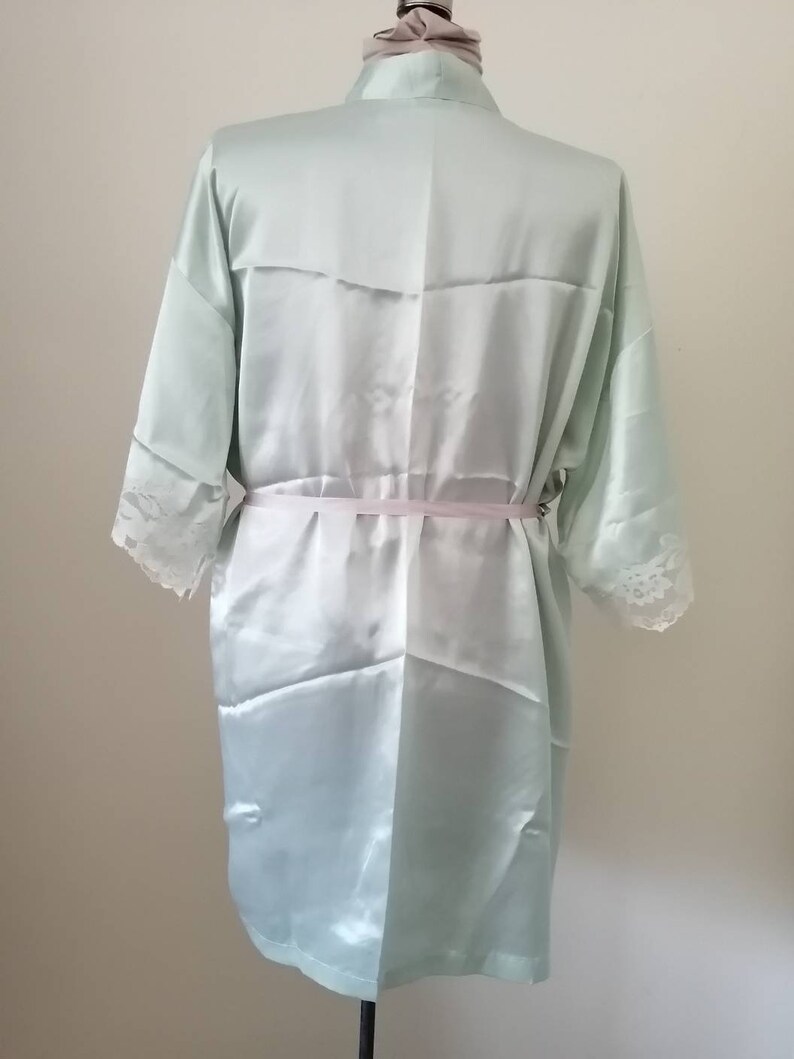 Vintage Lime Green Satiny Kimono House Robe Silky Bathrobe | Etsy