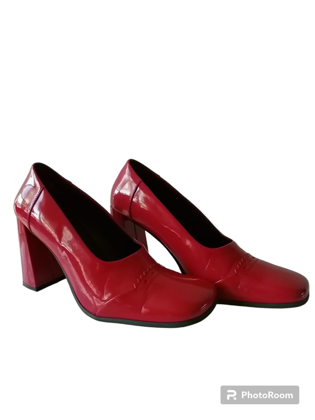 Vintage Gloria Vandebilt Red Shoes, Red Heel Shoes, Patent Red Shoes ...