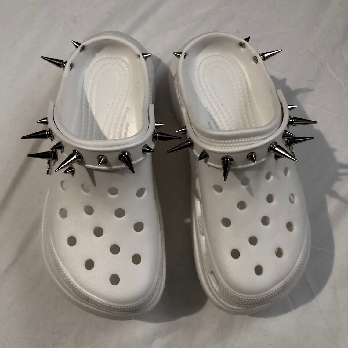 White Platform Spiked Goth Clogs Size 8 - Etsy