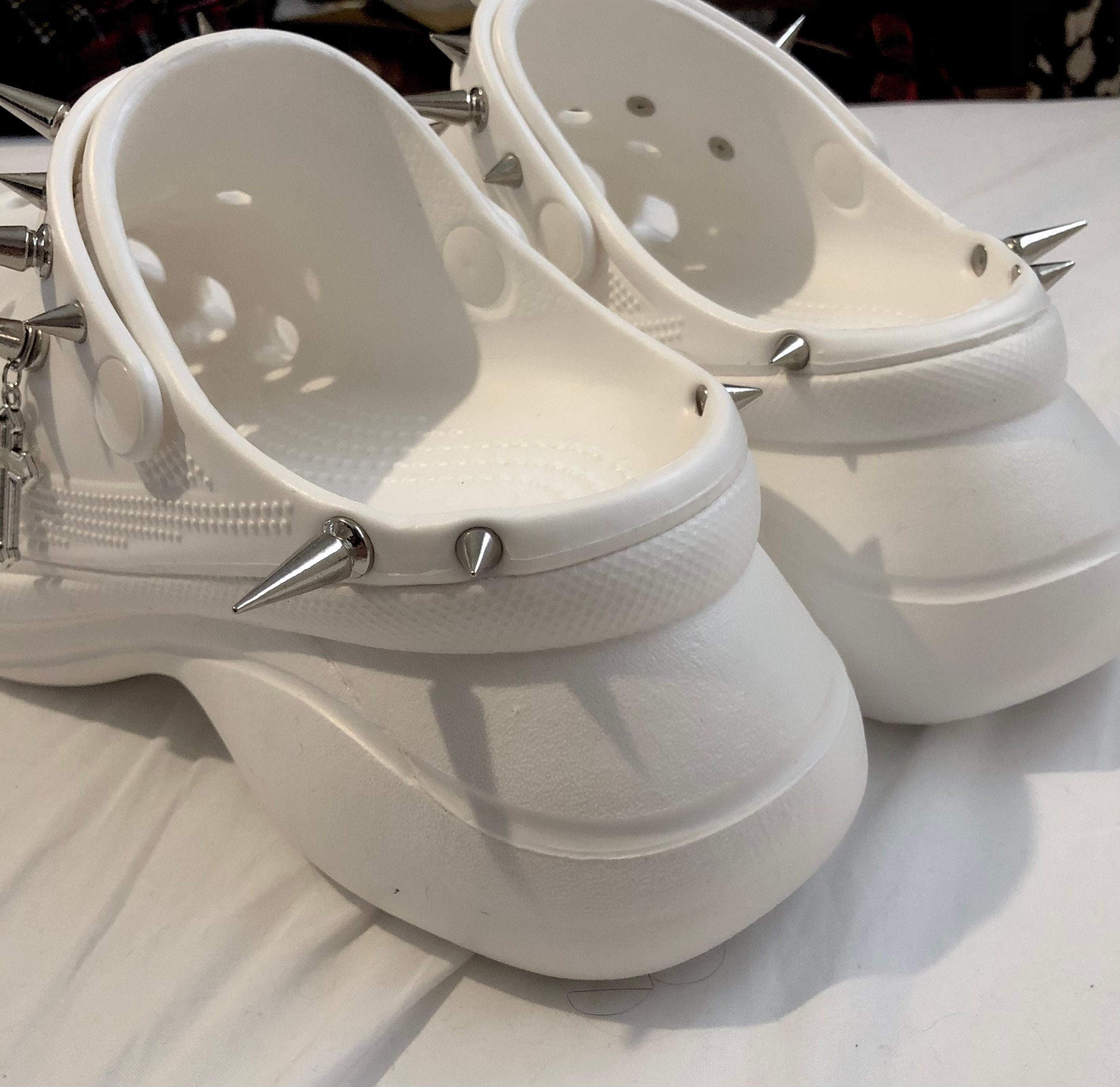 White Platform Spiked Goth Clogs Size 8 - Etsy