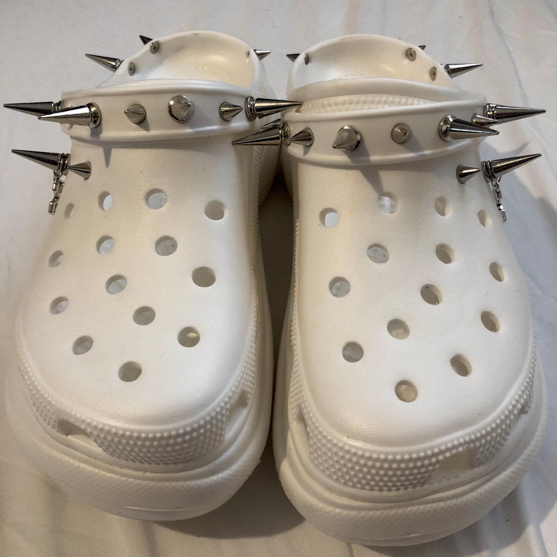 White Platform Spiked Goth Clogs Size 8 - Etsy