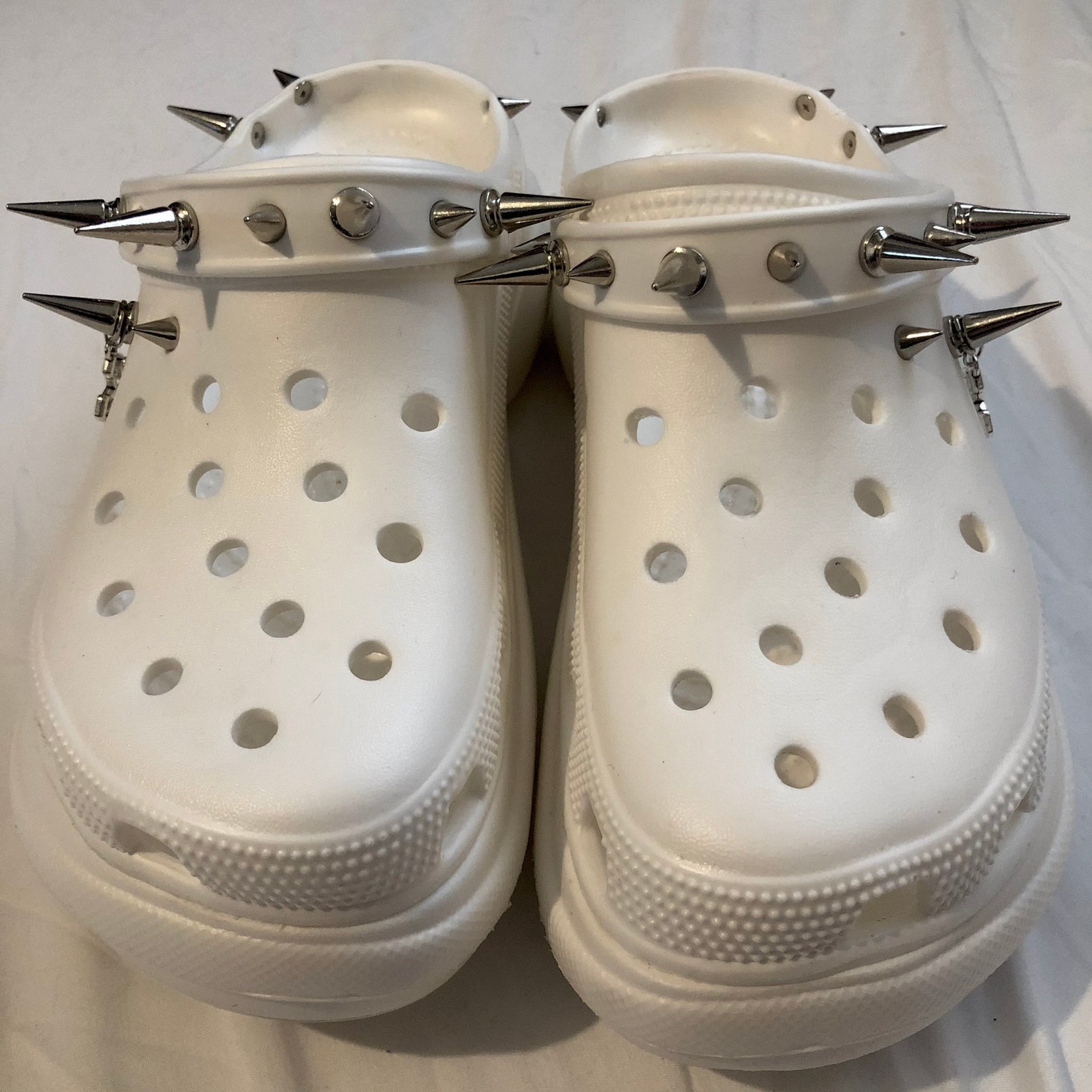 White Platform Spiked Goth Clogs Size 8 - Etsy