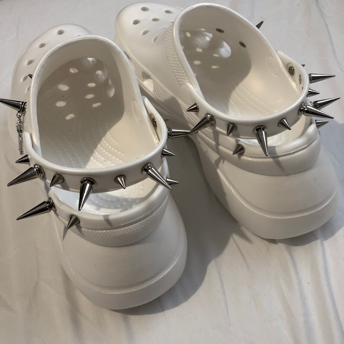 White Platform Spiked Goth Clogs Size 8 - Etsy
