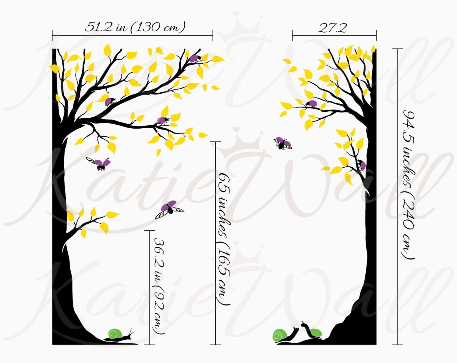 Corner Tree Wall Decal Huge Full Corner Wall Art Sticker Mural | Etsy