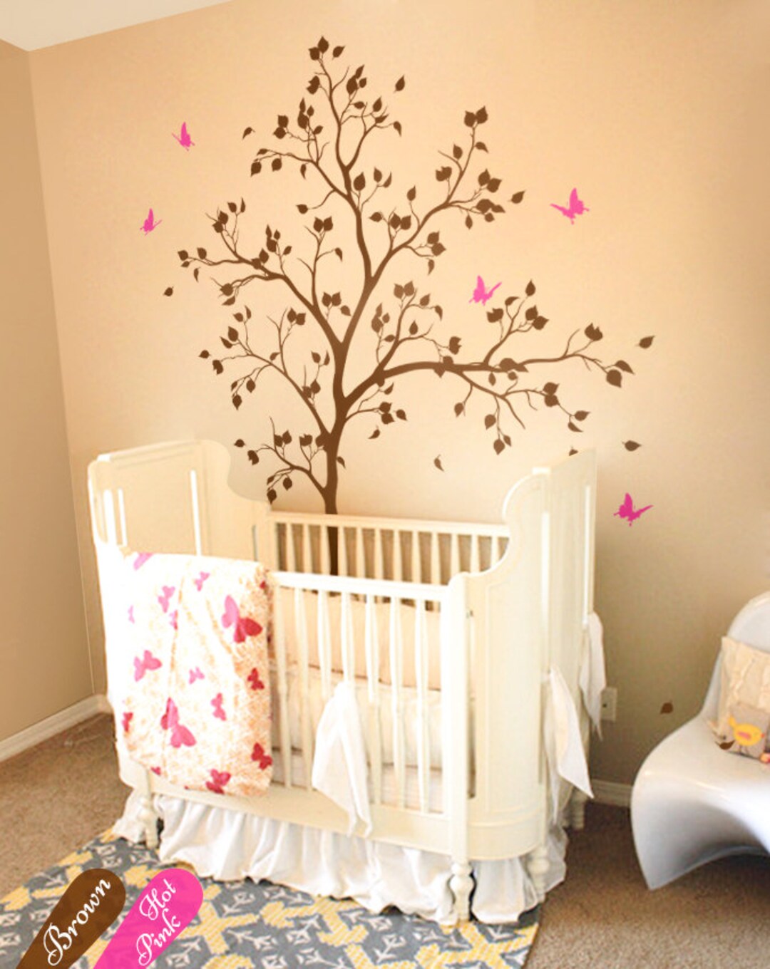Nursery Tree Wall Decals, Baby Room Wall Decorations Unisex White Tree ...