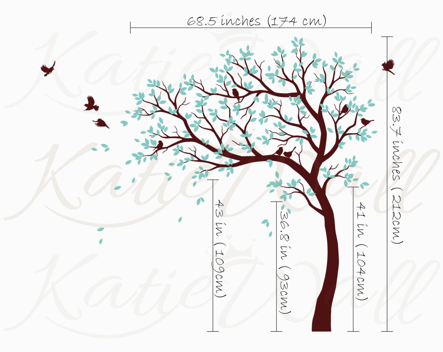 Large Nursery Tree Decals White Tree Wall Sticker With Birds - Etsy