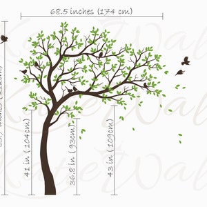 Large Tree Decal Nursery Huge Tree Decal With Birds Wall Mural ...