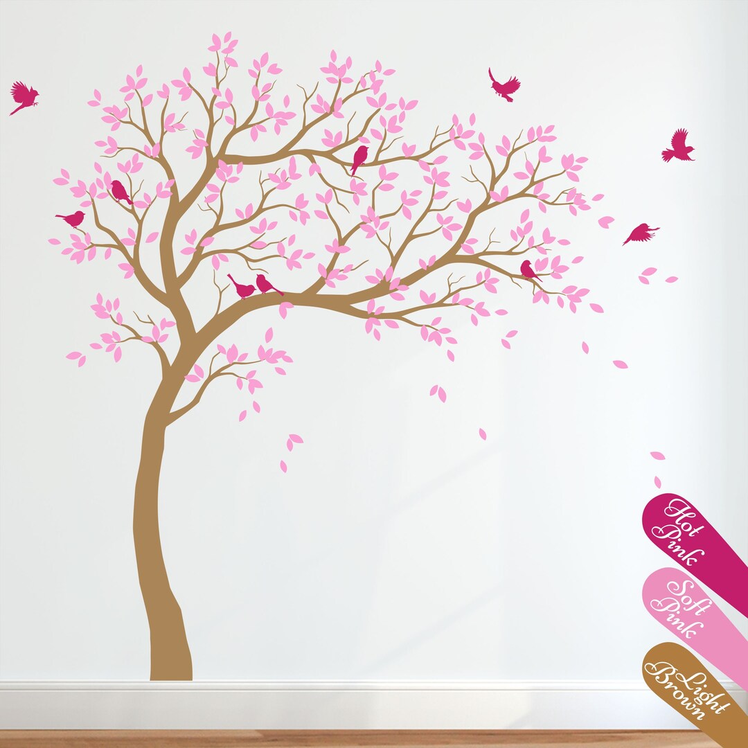 Large Tree Wall Decal Stickers Huge Nursery Tree With Birds Wall Mural ...