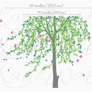 Large Willow Tree Wall Decal Nursery Tree Wall Sticker Murals Butterfly ...