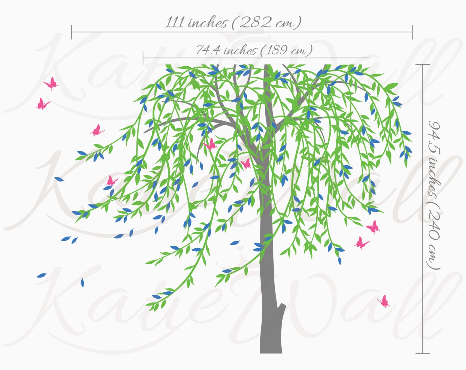 Large Willow Tree Wall Decal Nursery Tree Wall Sticker Murals - Etsy