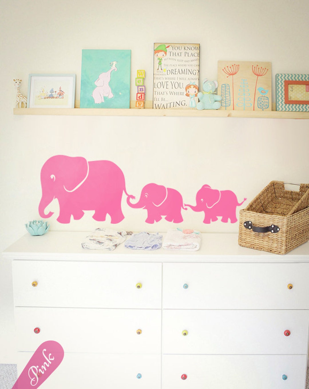 Elephant Family Wall Decal Cute Nursery Wall Sticker Decal Kids Room ...