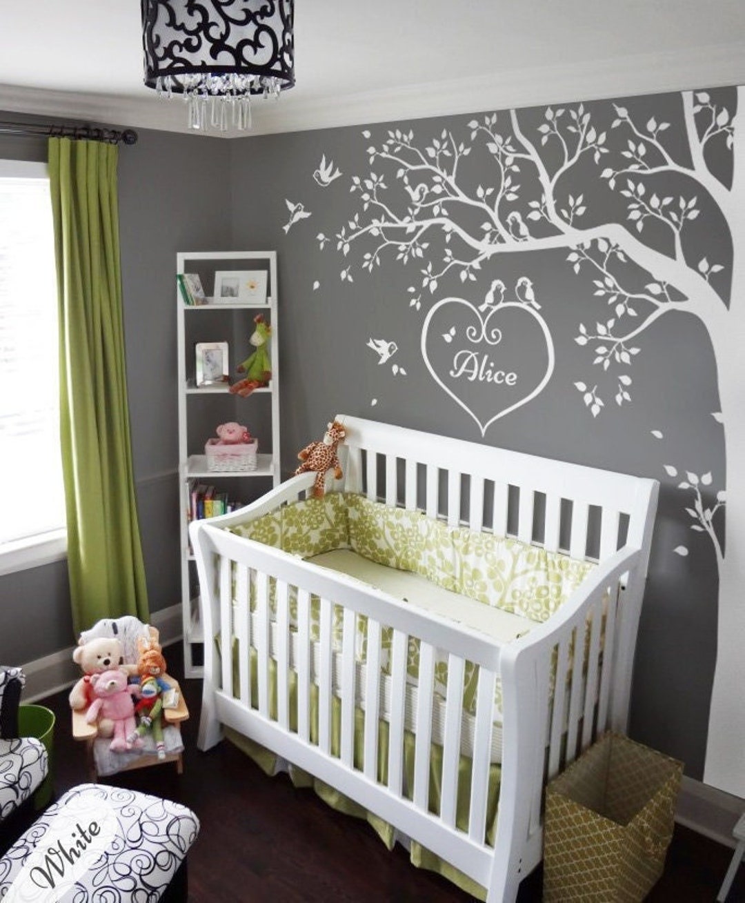 White Tree Decals Large Nursery Tree Decals With Custom Monogram ...