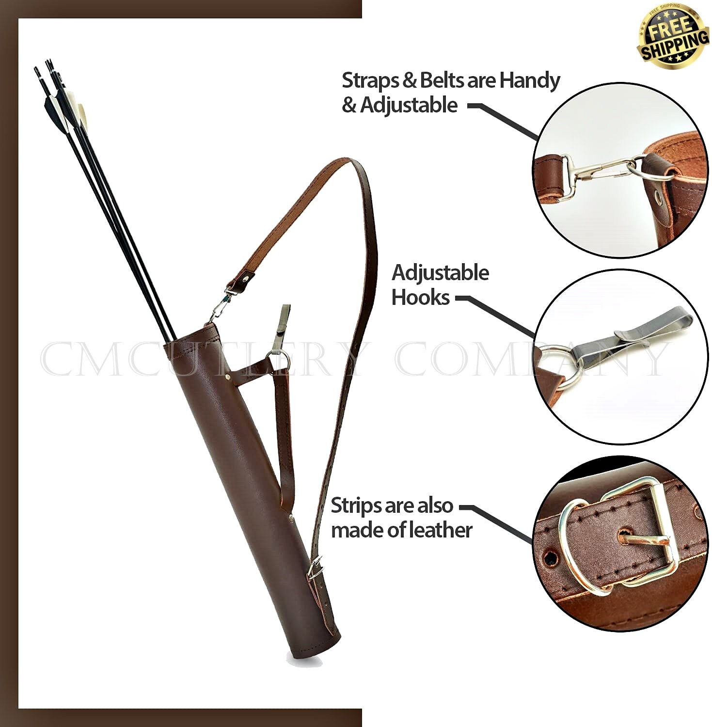 Traditional Handmade Back Arrow Quiver Genuine Leather Quiver for ...