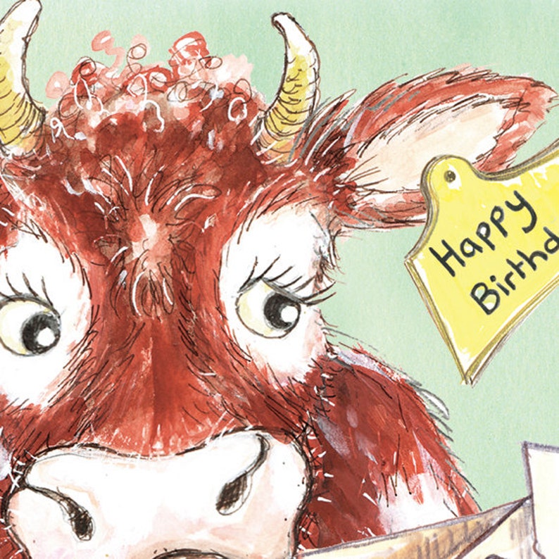 Cow Happy Birthday Card Farming Birthday Card Farmyard - Etsy
