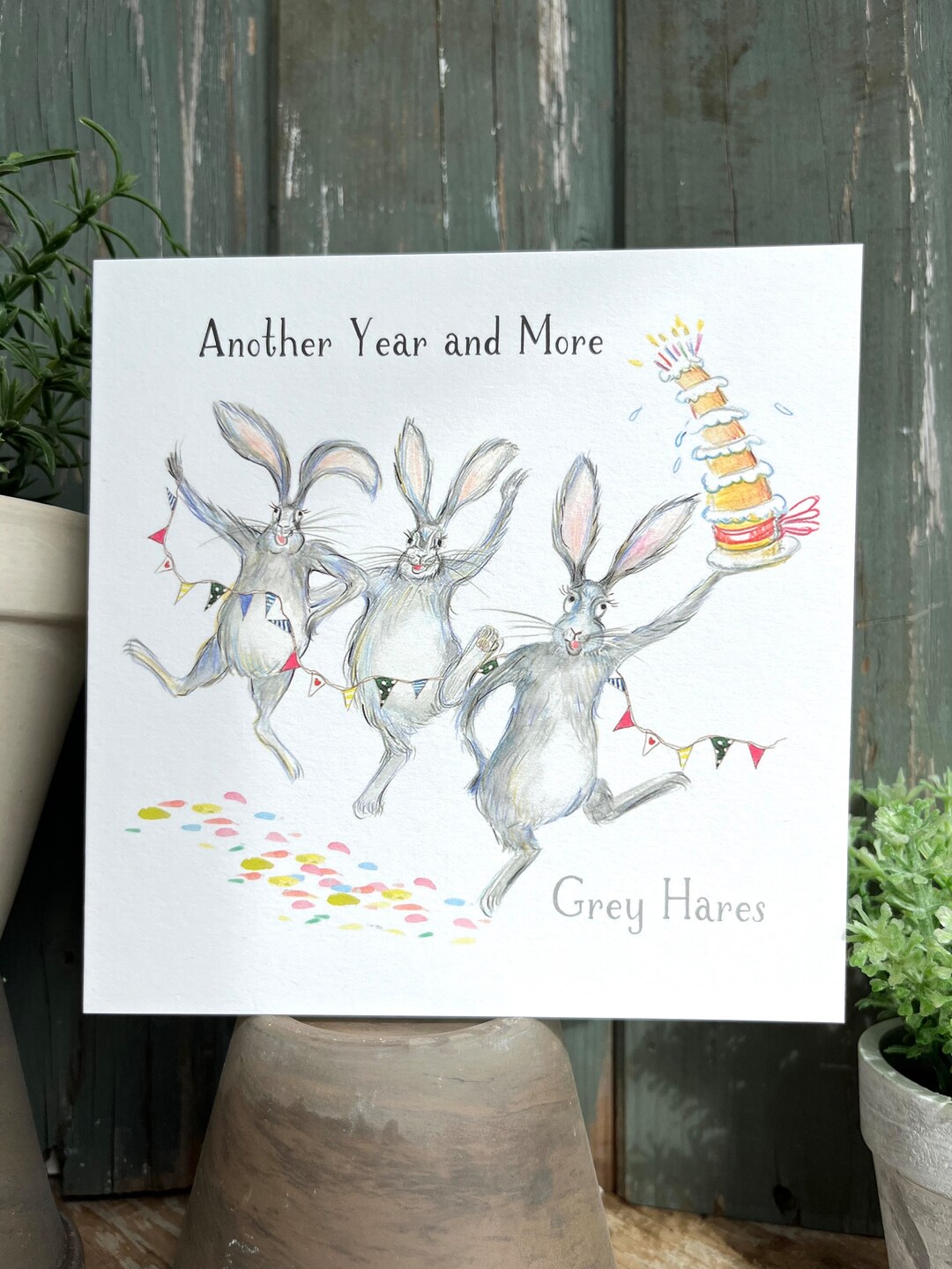 Funny - Grey Hares Birthday Card: Funny Animal Pun Card - Hare Wildlife ...