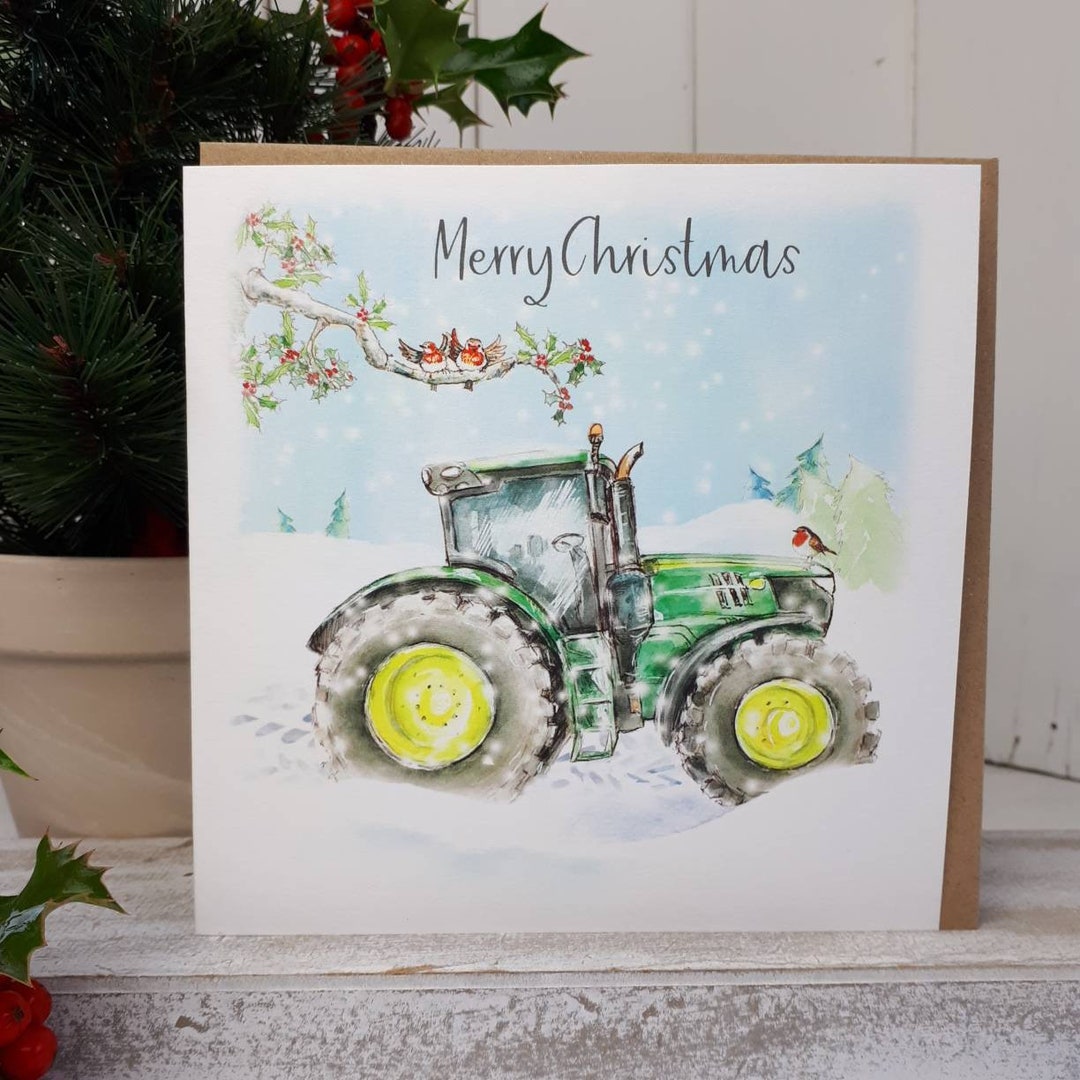 Tractor Christmas Card - John Deere Christmas Card - Green Tractor ...