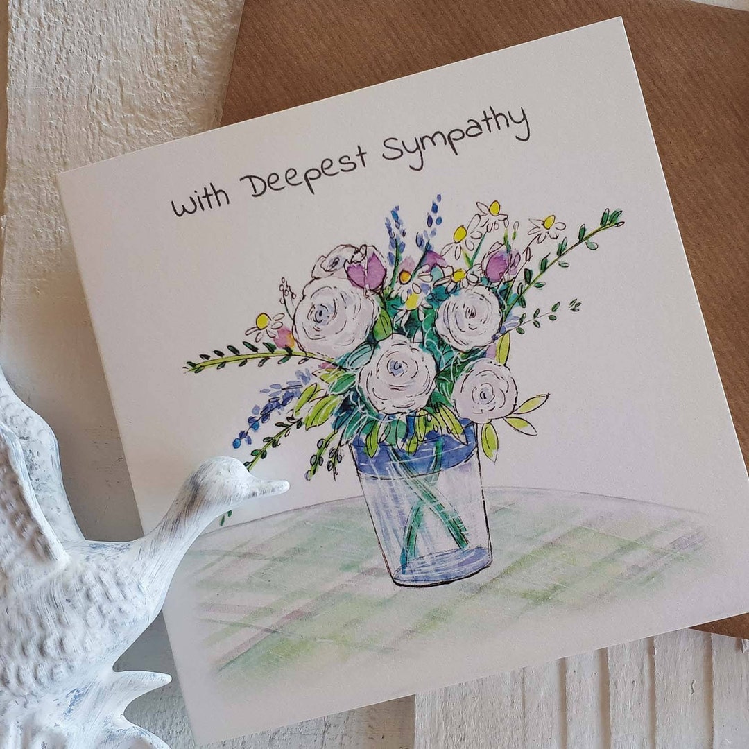 Watercolor Flower Sympathy Card: Thinking of You - Etsy