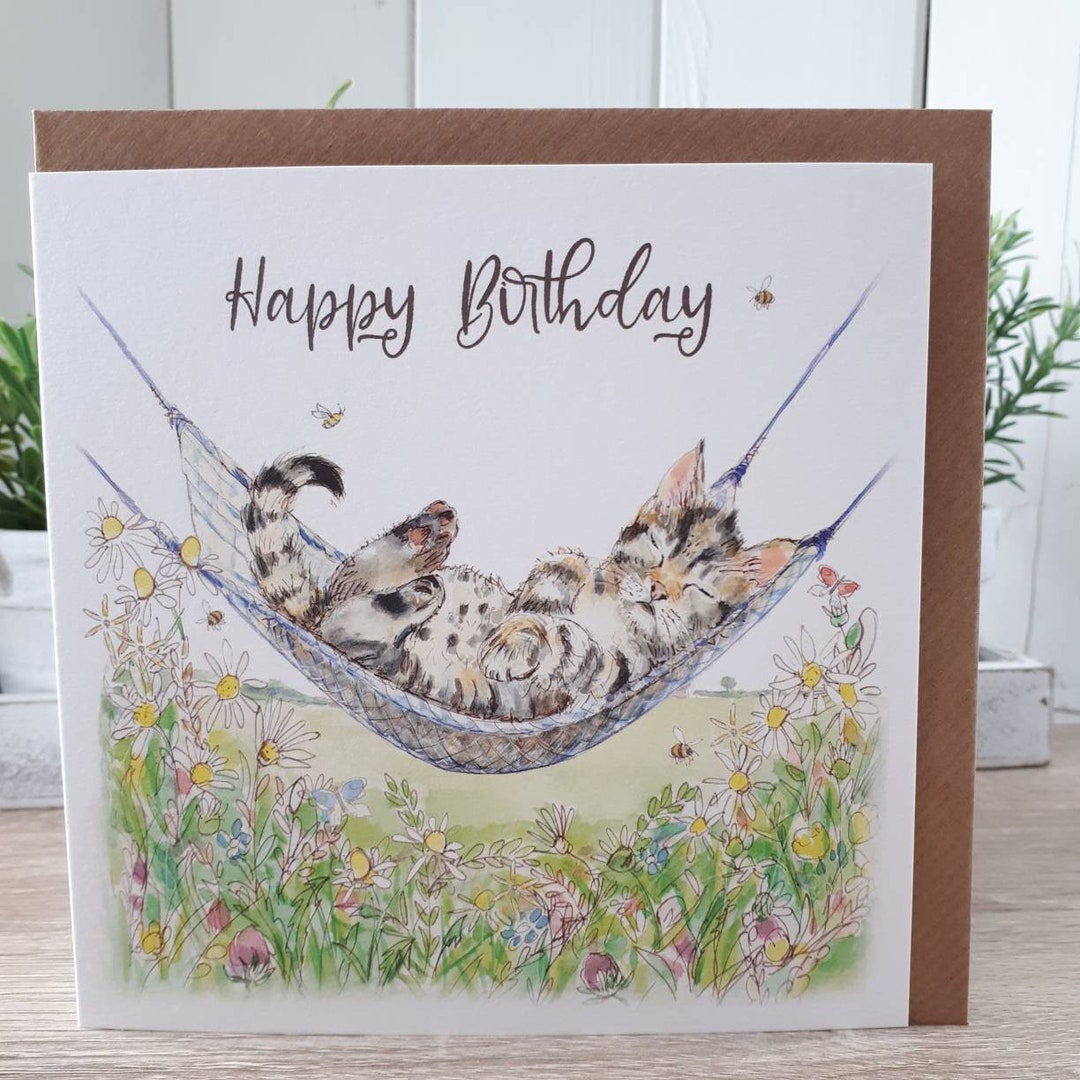 Kitten Birthday Card Tabby Cat Birthday Card Cute Tabby - Etsy