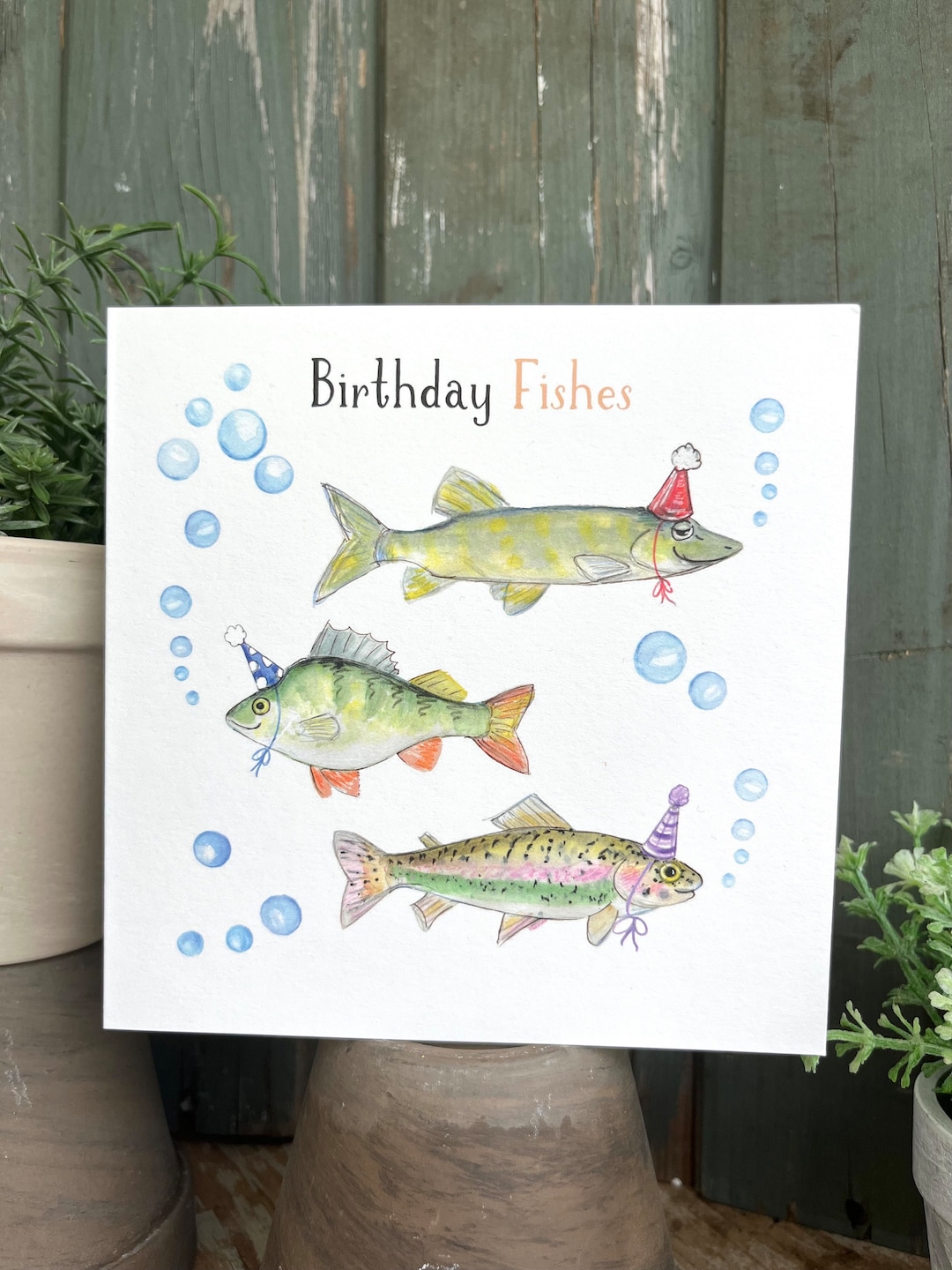 Fish Birthday Card - Fishes - Animal Pun Card - Pun Cards - Birthday ...