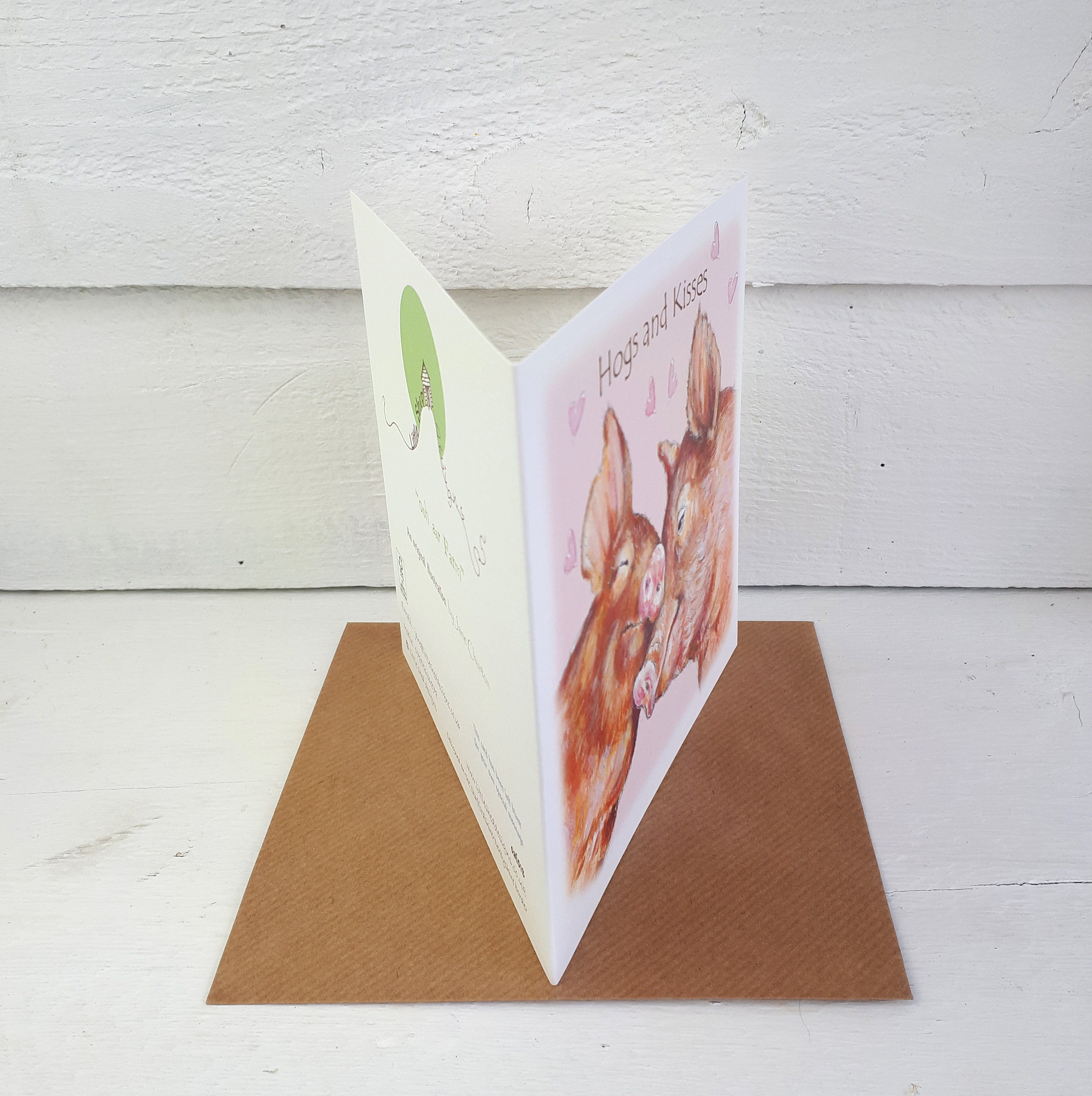 Pig Card Hogs and Kisses Cute Pig Card Pig Greetings | Etsy