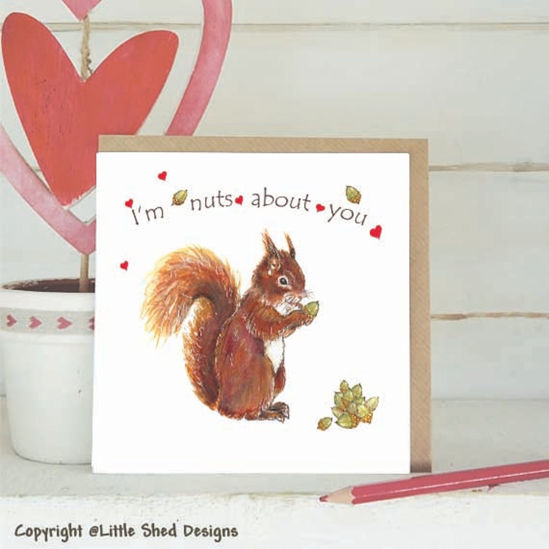 Red Squirrel Card Squirrel Card Wild Life Card Valentine's Card Love ...