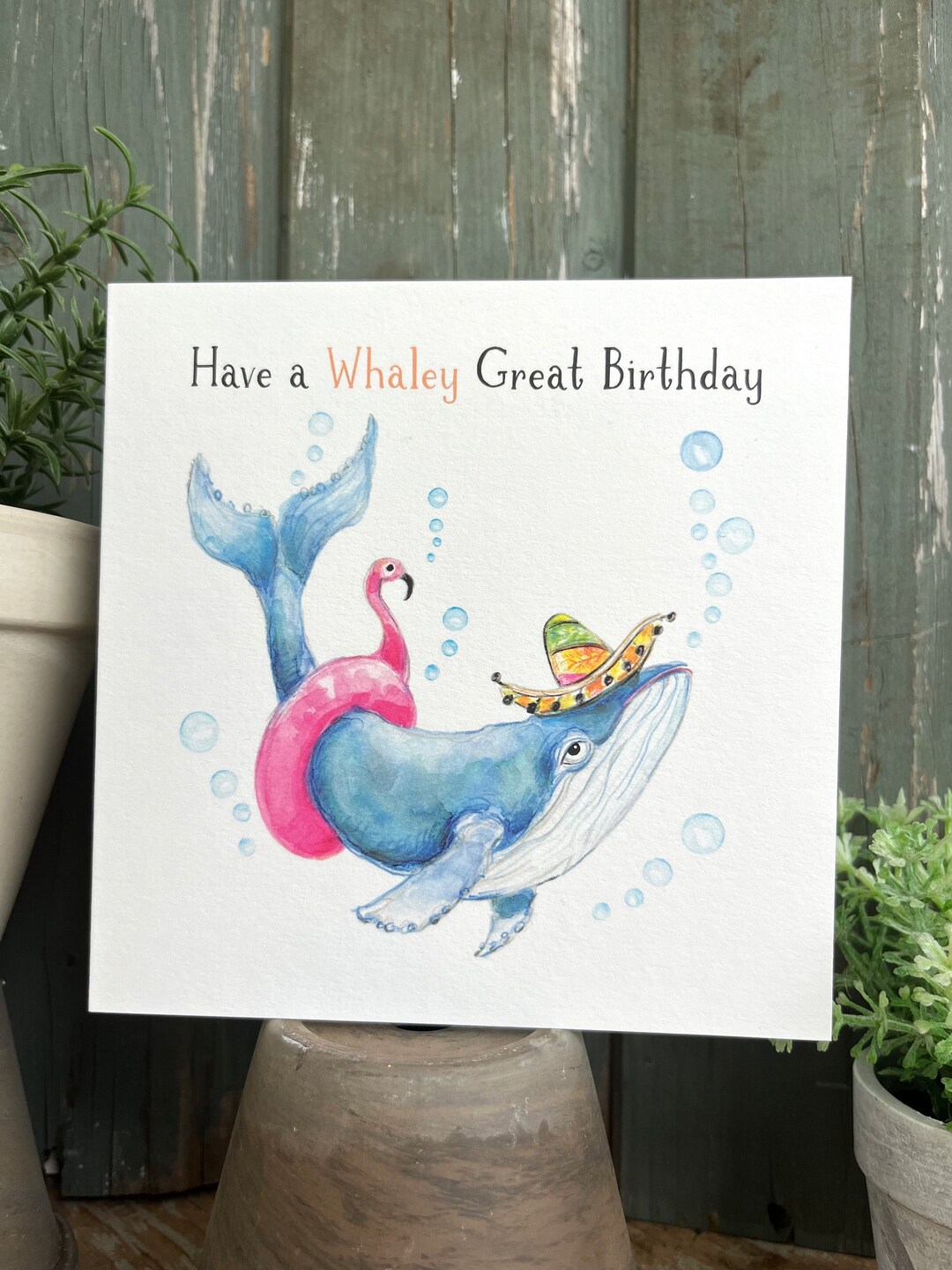 Whale Birthday Pun Card - Whale Cards - Have A Whaley Great Birthday ...