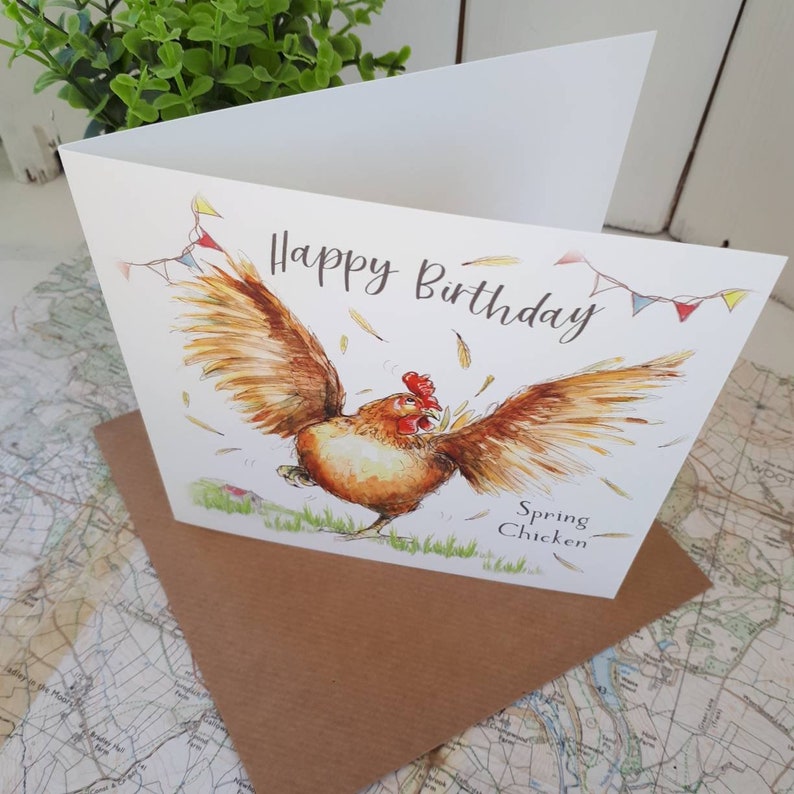 Spring Chicken Birthday Card Hen Card Farm Animals | Etsy