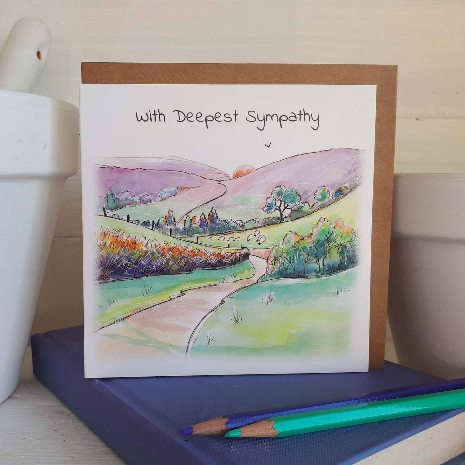 Over the Hills Landscape Sympathy Card bereavement Card - Etsy