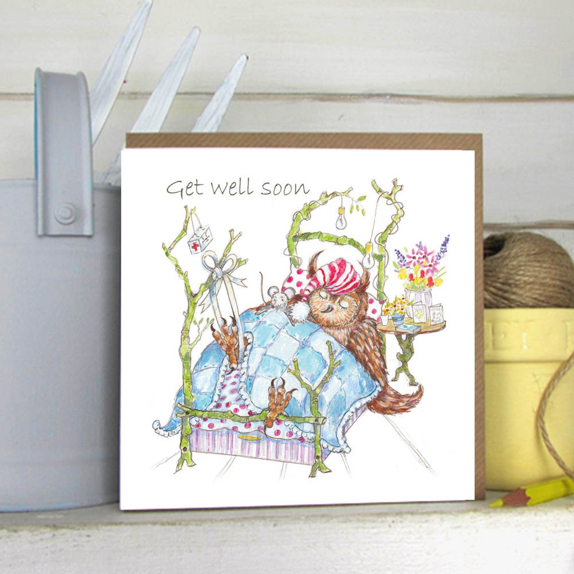 Get Well Soon Owl Card Owl Card Greeting's Card Get - Etsy