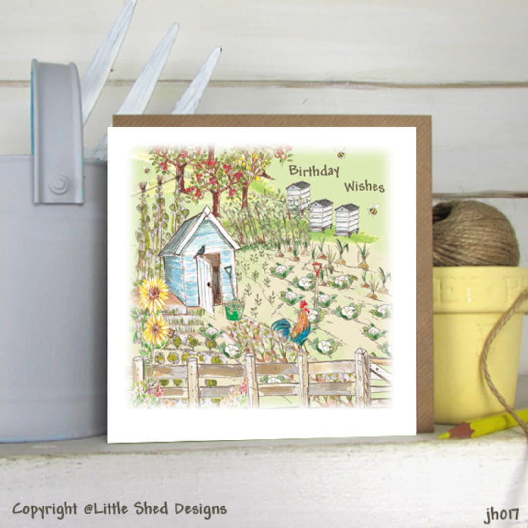 Garden Birthday Card - Birthday Card - Sheds - Vegetable Plot Cards ...