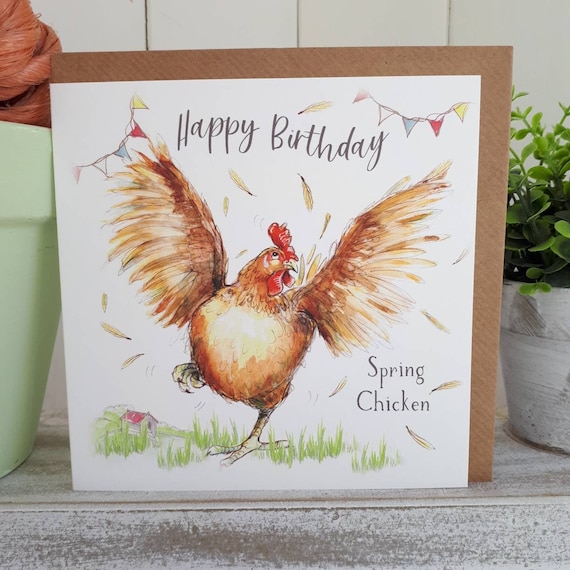 Spring Chicken Birthday Card Hen Card Farm Animals | Etsy