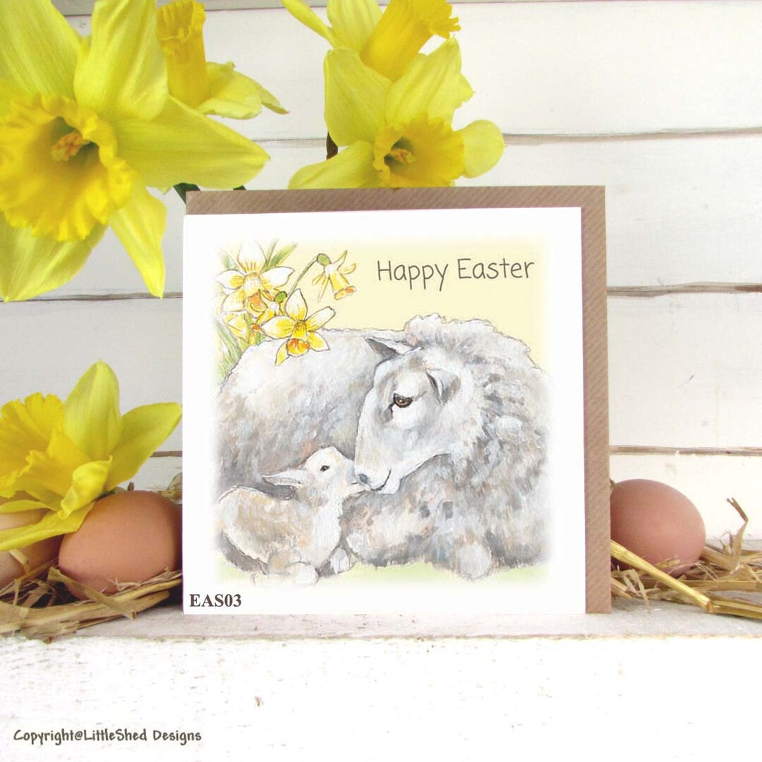 Happy Easter Card - Ewe and Lamb Easter Card - Lambs - Sheep - Lambing ...