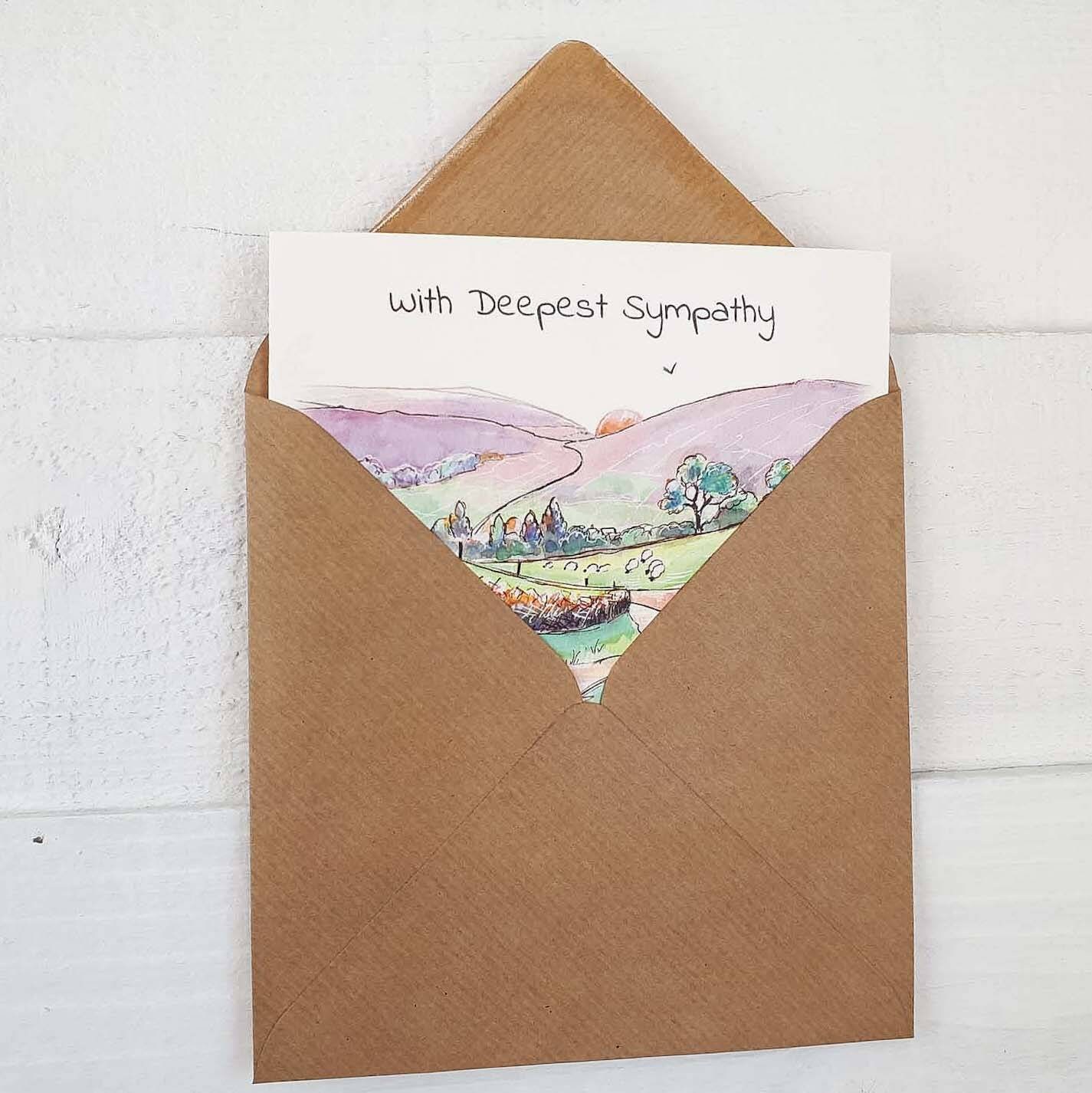 Landscape Sympathy Card - Over the Hills Original Watercolour Design ...