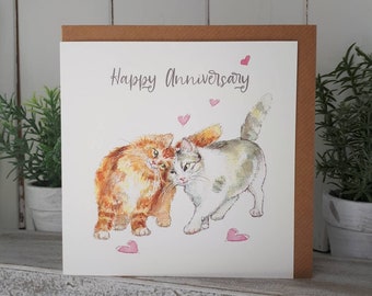 Happy Anniversary Card Cat - Etsy UK
