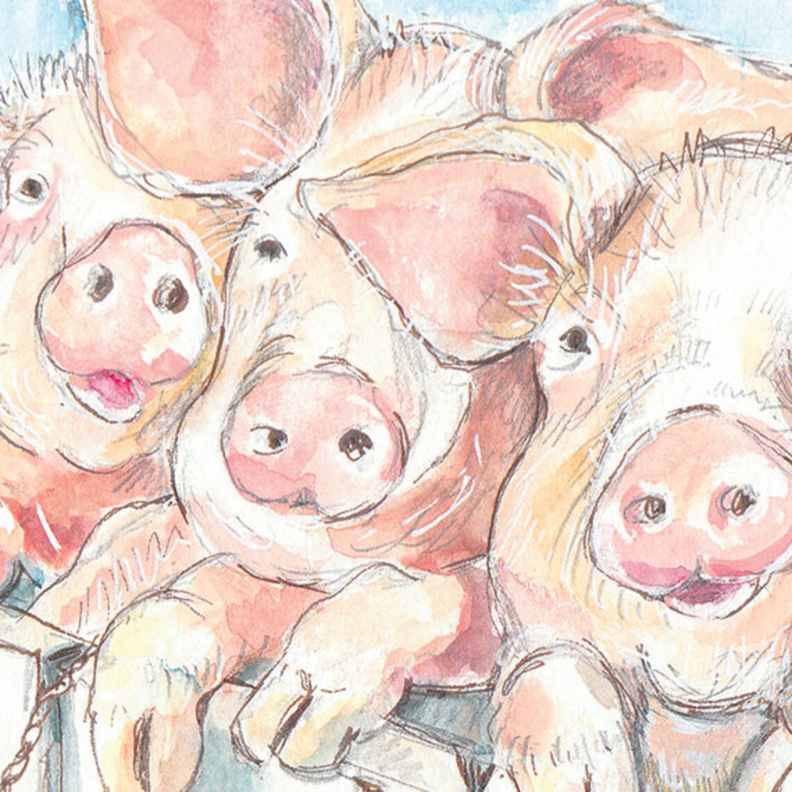 Happy Birthday Pig Card Three Little Pigs Pigs Greeting - Etsy