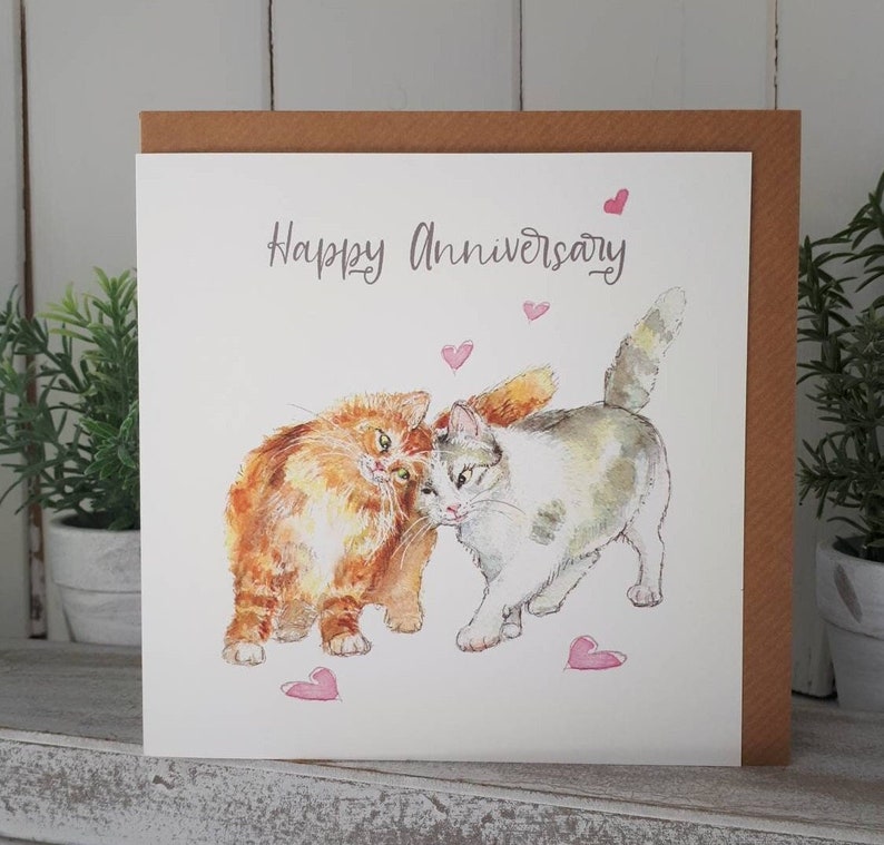 Cat Happy Anniversary Card Cats Love Card Cat Lovers - Etsy