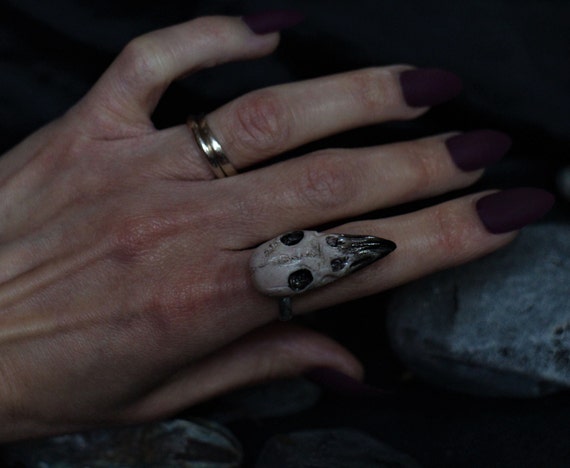 Crow Skull Ring Bird Skull Replica Handmade Jewelry Unique - Etsy