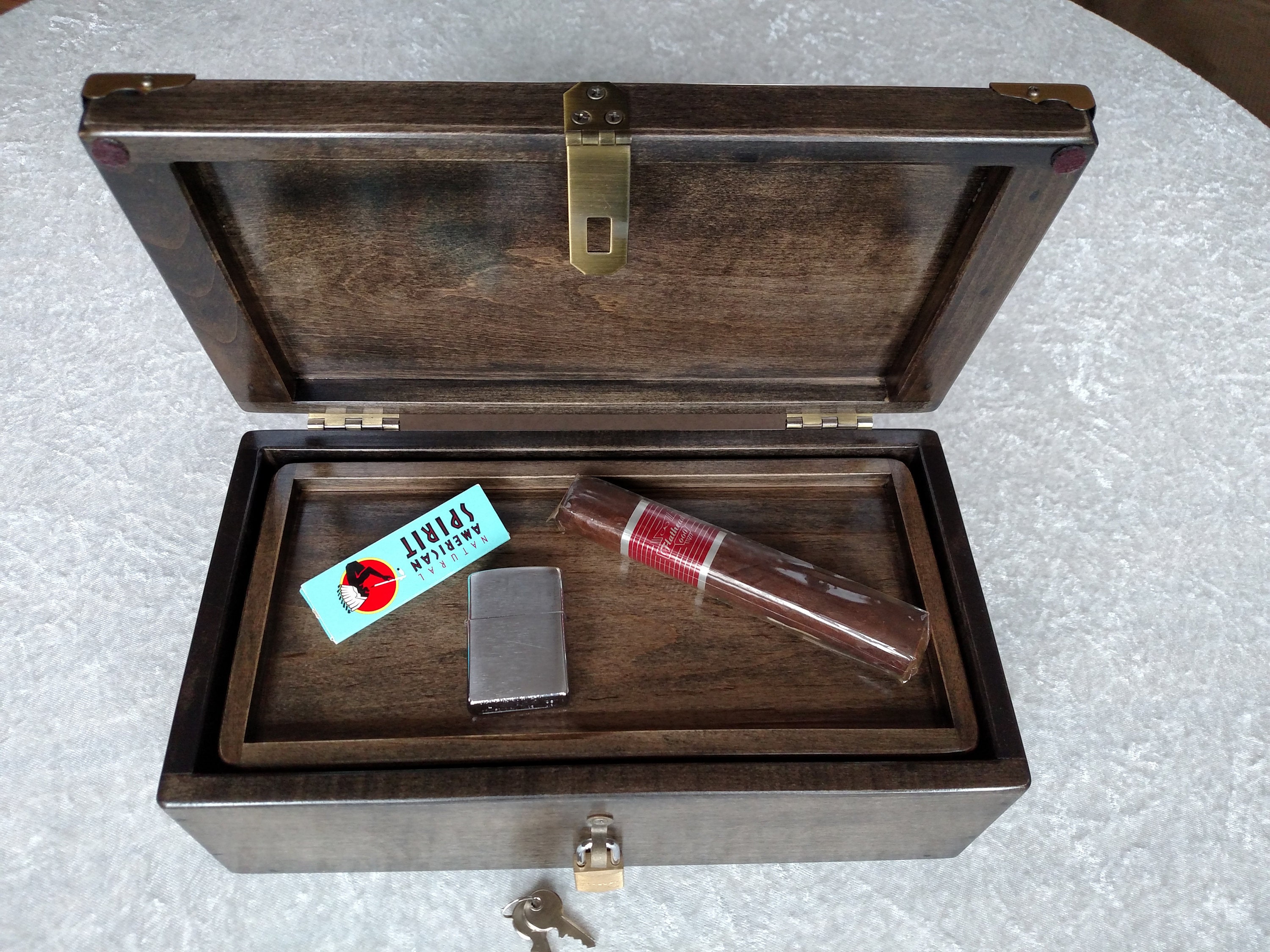 Stash Box and Rolling Tray combo wood box with lid pipe box | Etsy