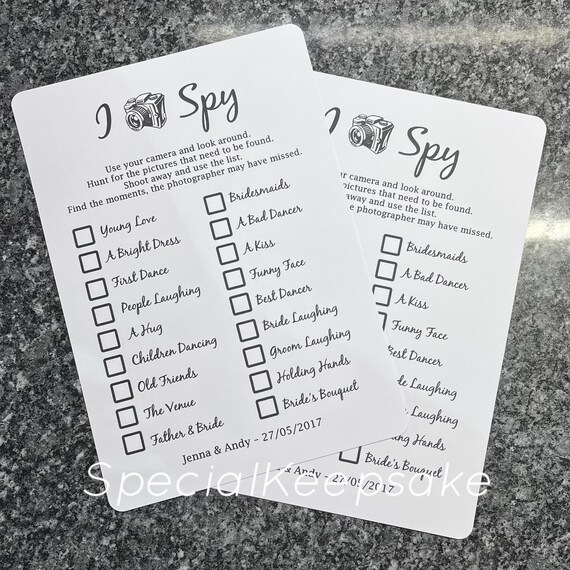 Personalised I Spy Wedding Table Game Card Entertainment Mr & | Etsy