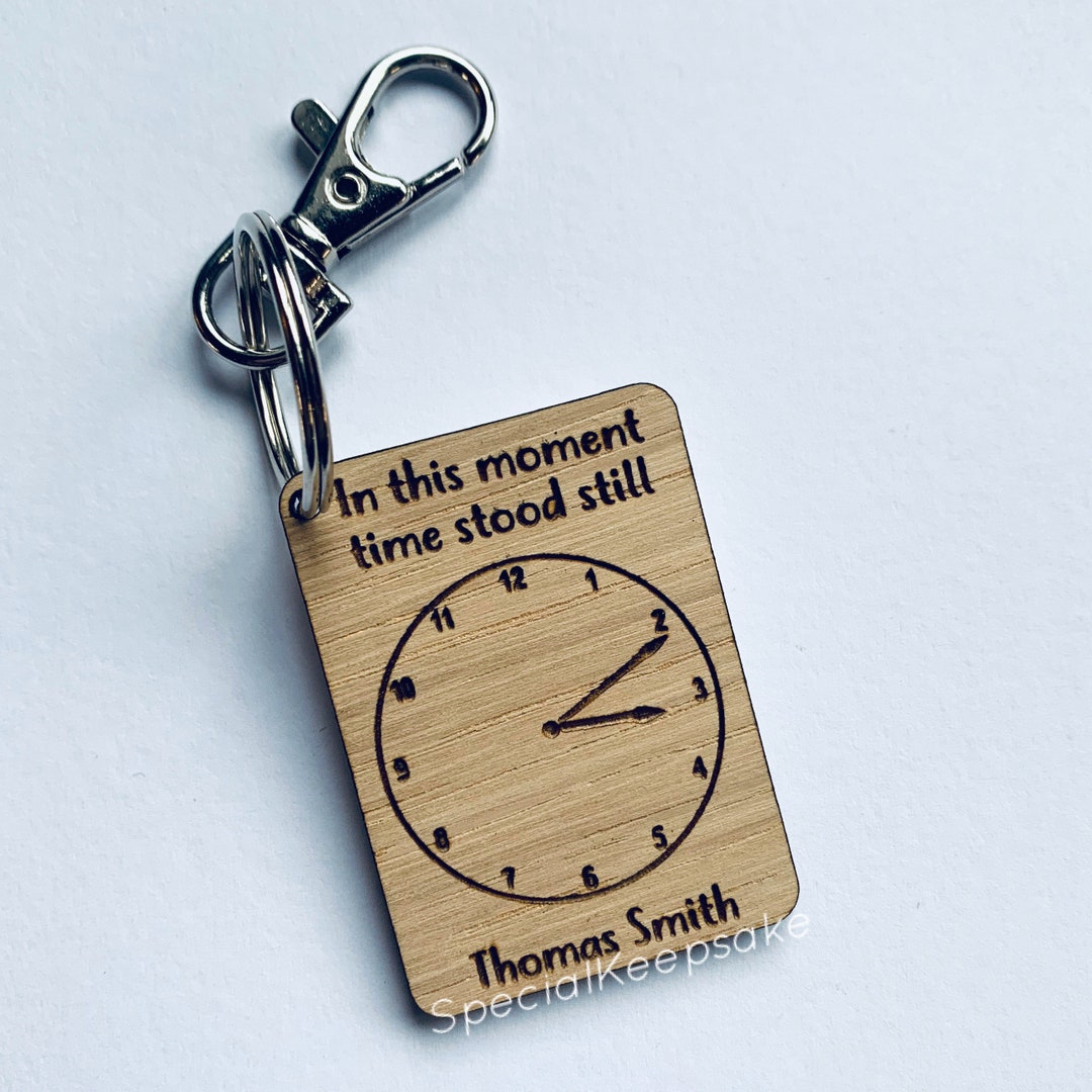 In This Moment Time Stood Wooden Oak Veneer Keyring Clocks - Etsy